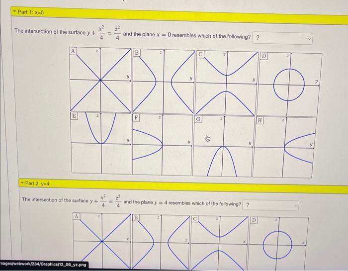 Solved The intersection of the surface y+4x2=4z2 and the | Chegg.com