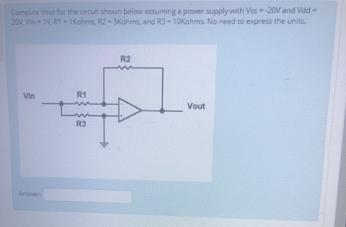 Solved Compute Vout for the circuit shown below assuming a | Chegg.com