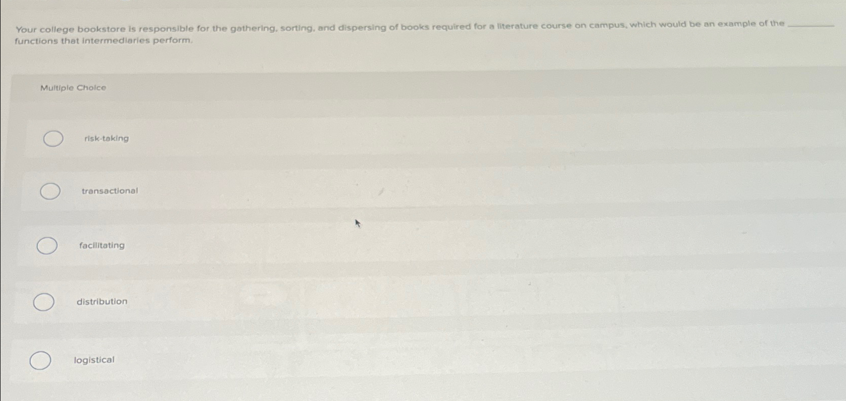Solved functions that intermediaries perform.Multiple | Chegg.com