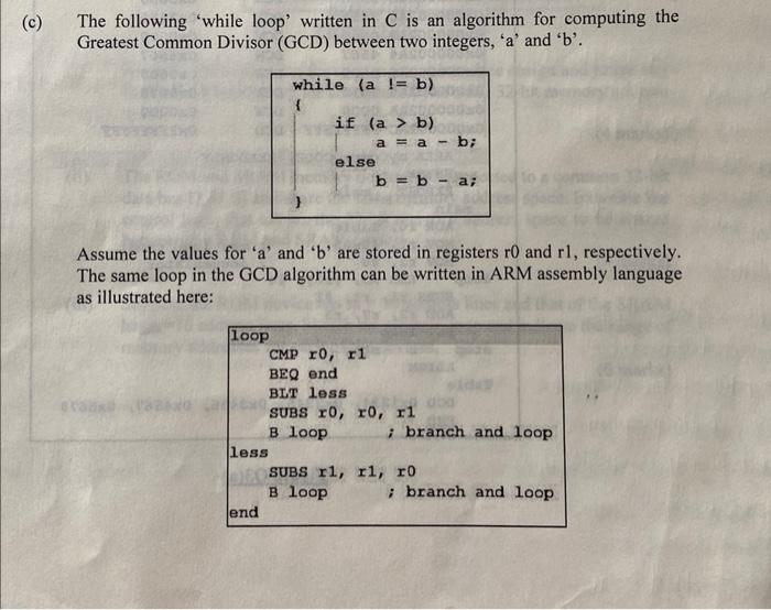 Solved The following 'while loop' written in C is an | Chegg.com