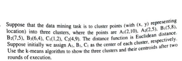 Solved Suppose that the data mining task is to cluster | Chegg.com