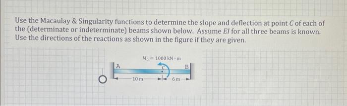 Solved Use the Macaulay & Singularity functions to determine | Chegg.com