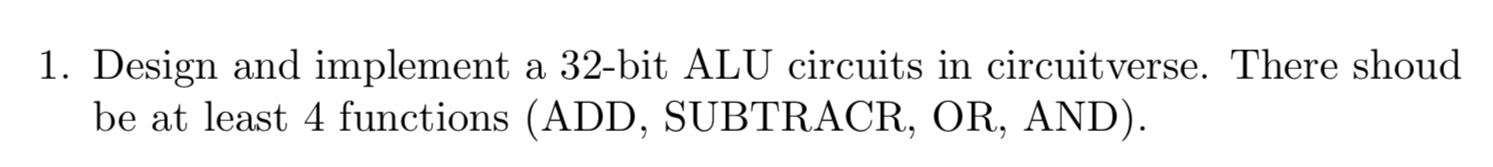 Solved Design and implement a 32-bit ALU circuits in | Chegg.com