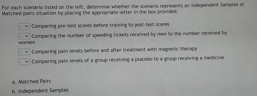 Solved For each scenario listed on the left, determine | Chegg.com