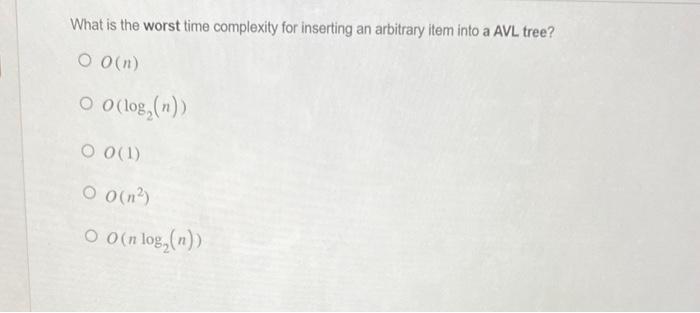 Solved What is the worst time complexity for inserting an | Chegg.com