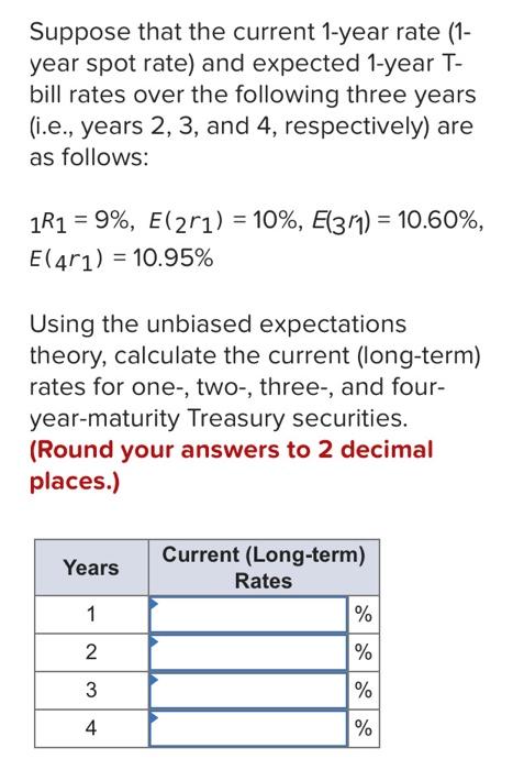 Solved Suppose that the current 1-year rate (1year spot | Chegg.com