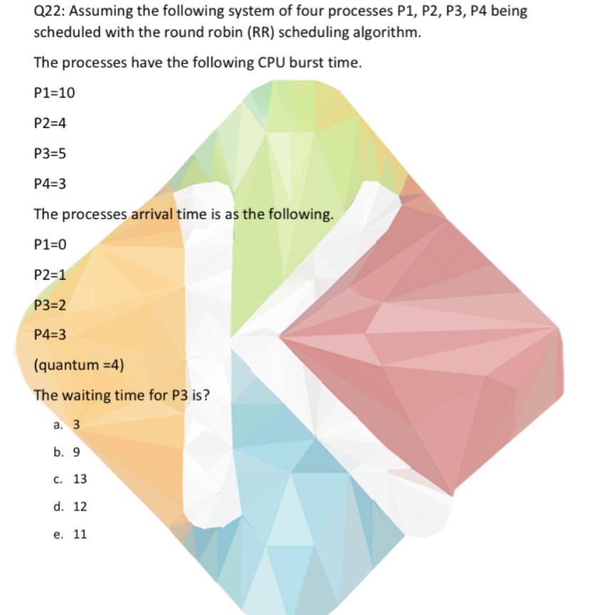 Solved Q22: Assuming the following system of four processes | Chegg.com