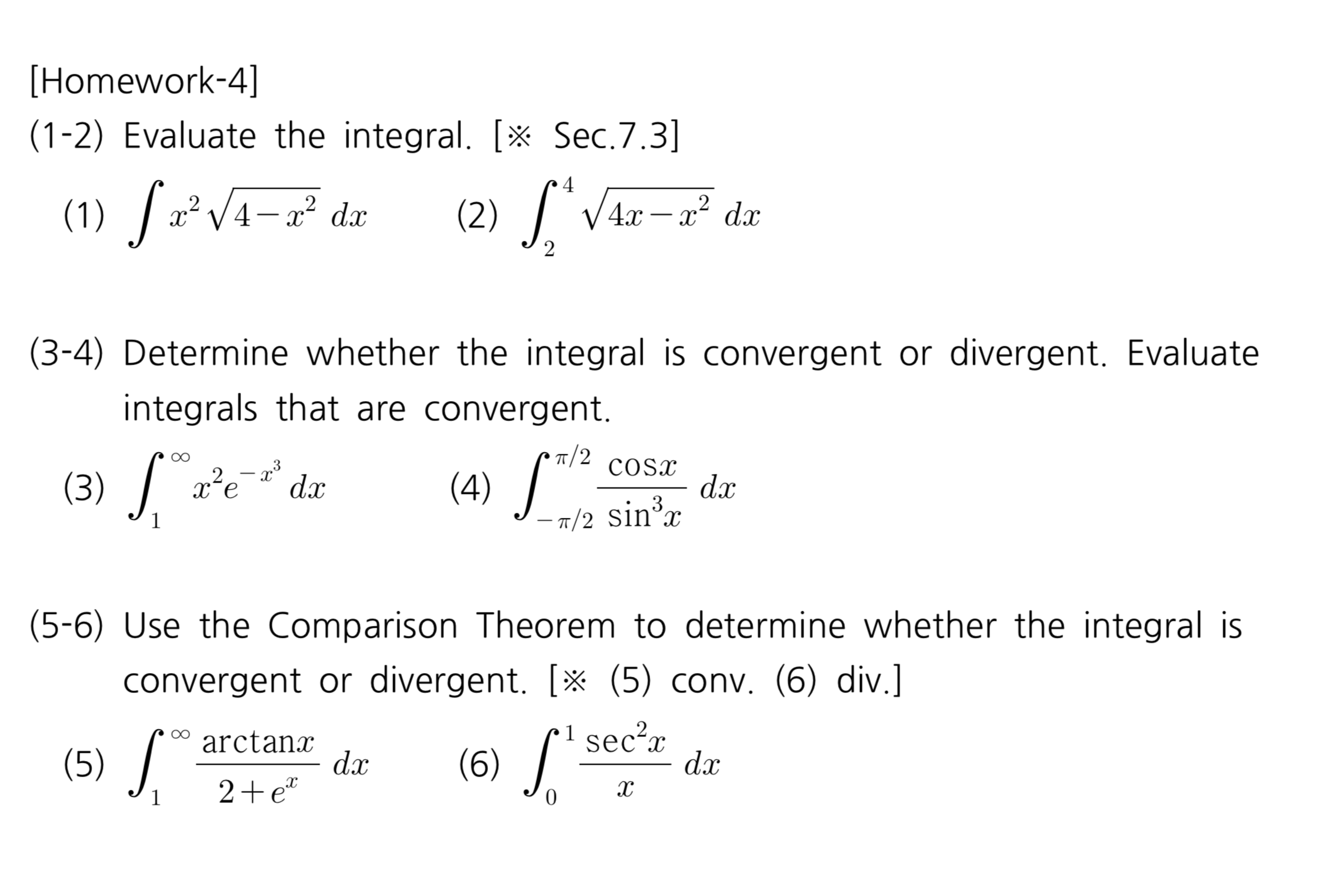 Solved Homework-4](1-2) ﻿Evaluate the integral. [ ※ | Chegg.com