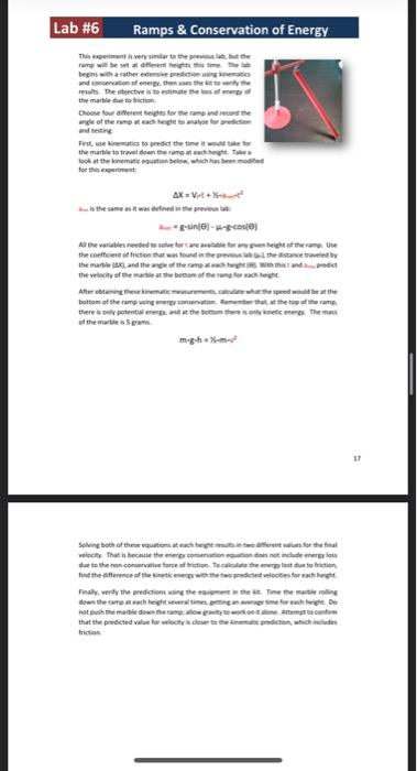 Solved Lab #6 Ramps & Conservation of Energy ramp will be | Chegg.com