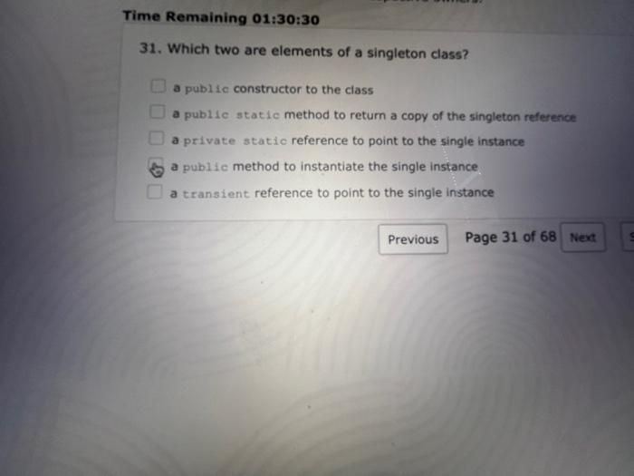 Solved 31 Which Two Are Elements Of A Singleton Class A