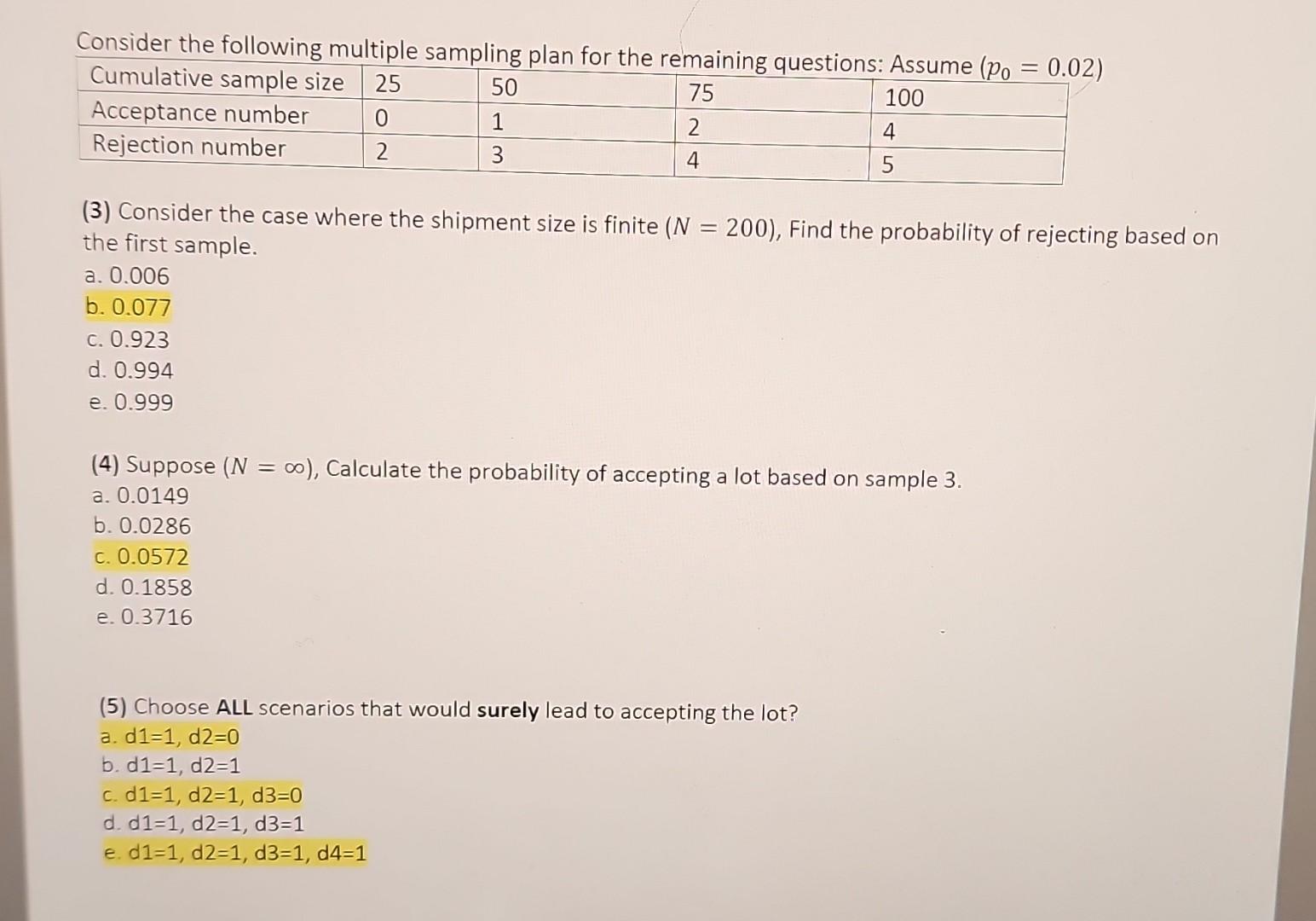 Solved Consider the following multiple sampling plan for the | Chegg.com