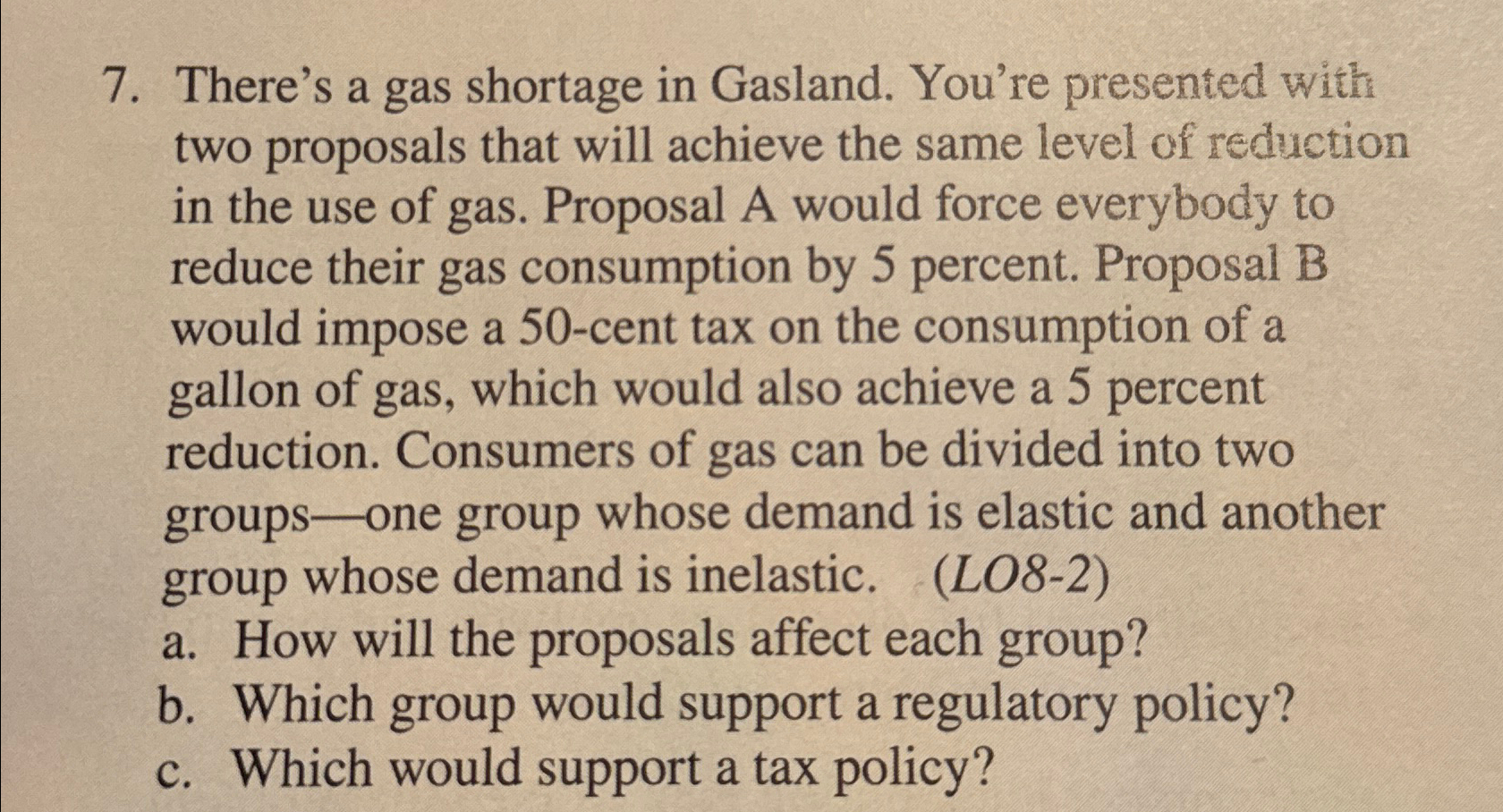 Solved There's a gas shortage in Gasland. You're presented | Chegg.com