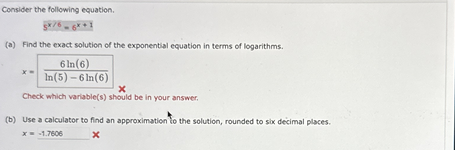 Solved Consider the following equation.5x6=6x+1(a) ﻿Find the | Chegg.com