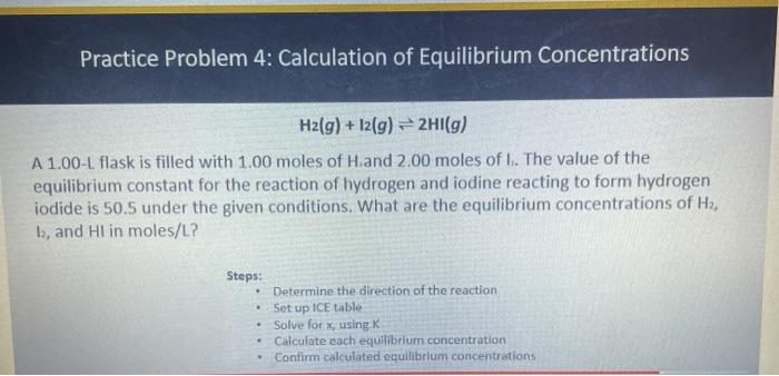 Solved Practice Problem 3: Calculating Equilibrium Constant | Chegg.com