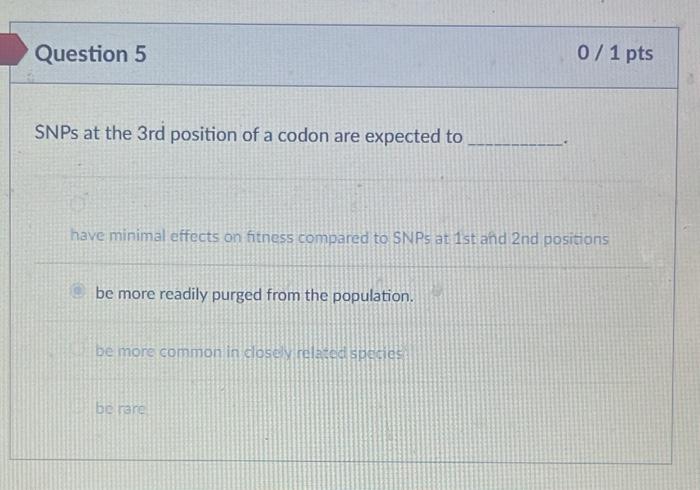 Solved SNPs at the 3rd position of a codon are expected to | Chegg.com
