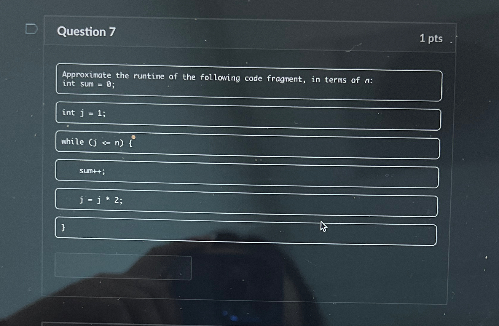 Solved Question 71 ﻿ptsApproximate the runtime of the | Chegg.com