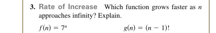 Solved Rate of Increase Which function grows faster as n | Chegg.com