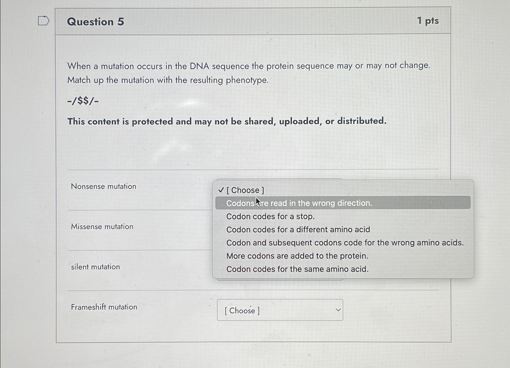 Solved Question 51 ﻿ptsWhen a mutation occurs in the DNA | Chegg.com