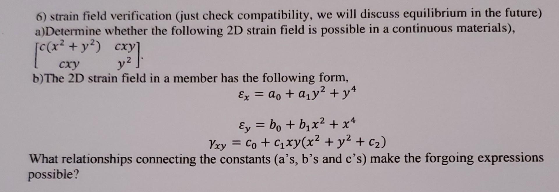 Solved 6) strain field verification (just check | Chegg.com