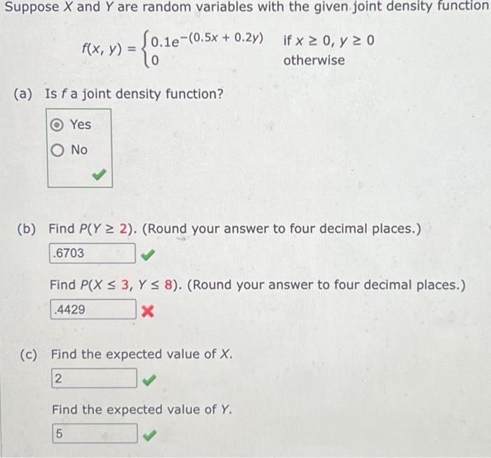 Solved Suppose X and Y are random variables with the given | Chegg.com