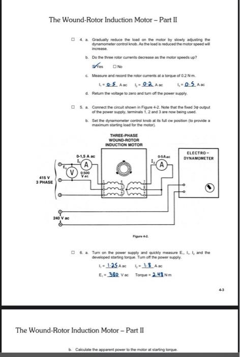 Solved The Wound-Rotor Induction Motor - Part II Calculate | Chegg.com