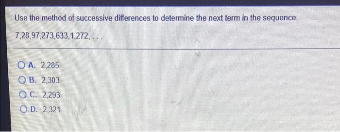 Solved Use the method of successive differences to determine | Chegg.com