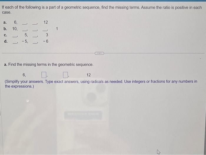 Solved If each of the following is a part of a geometric | Chegg.com