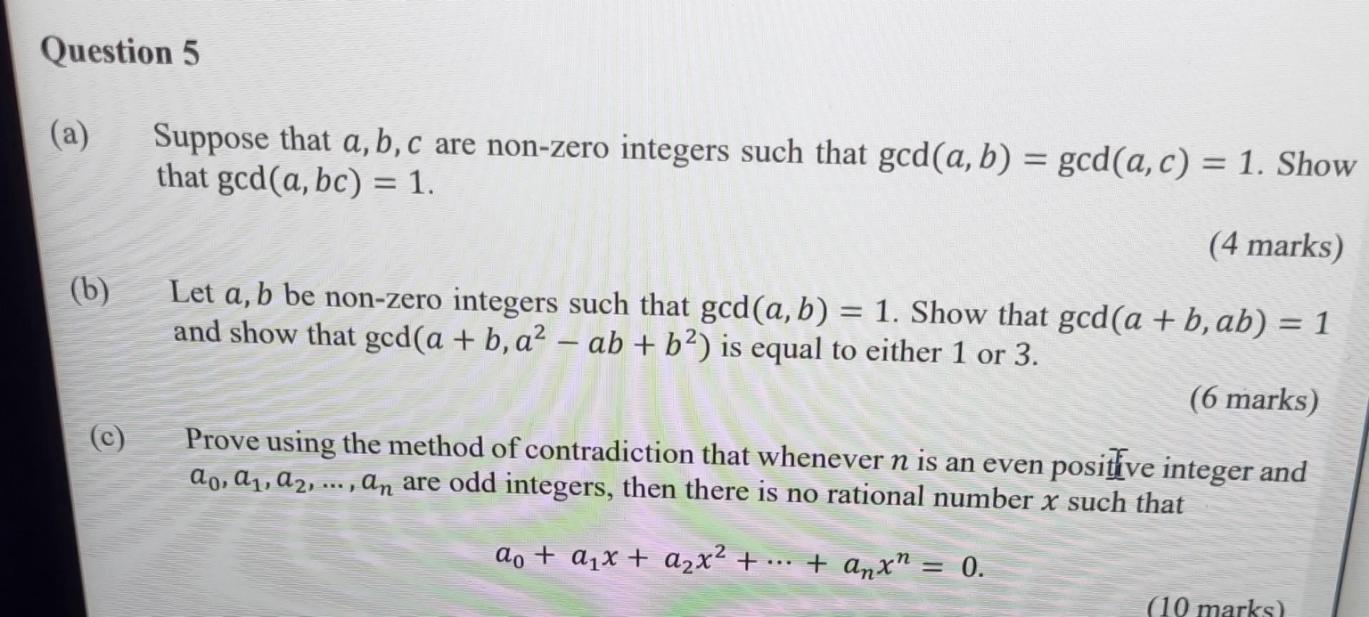 Solved (a) Suppose that a,b,c are non-zero integers such | Chegg.com