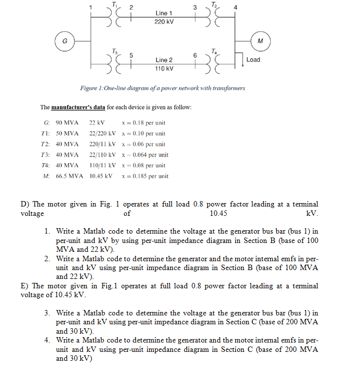 Solved Figure 1:One-line diagram of a power network with | Chegg.com