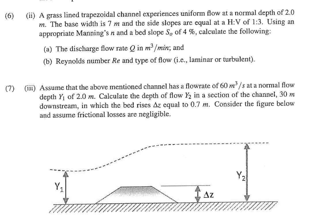 what is the area of trapezoidal channel if depth of | Chegg.com