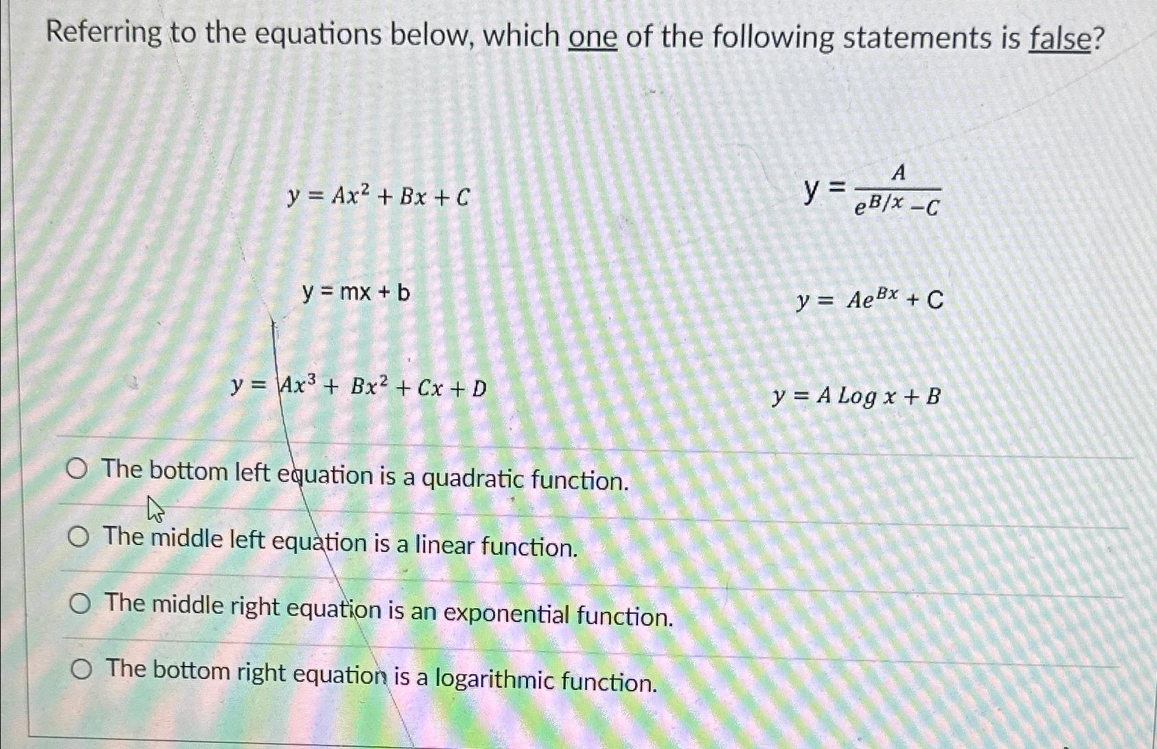 Solved Referring to the equations below, which one of the | Chegg.com