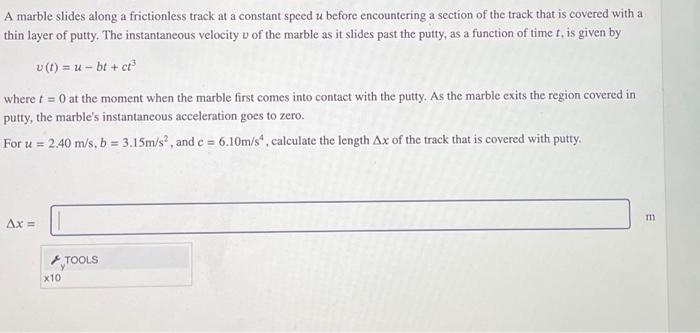 Solved A marble slides along a frictionless track at a | Chegg.com