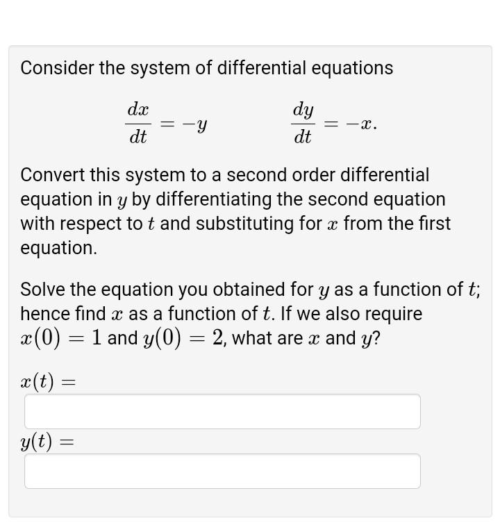 Consider the system of differential equations | Chegg.com
