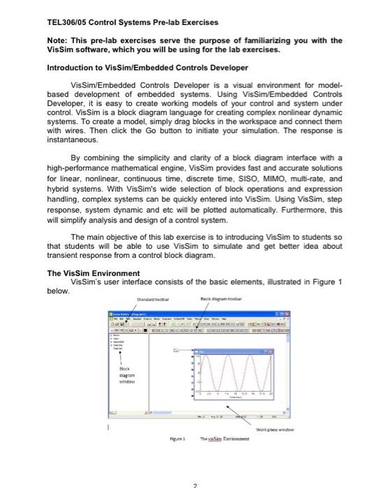 TEL306/05 Control Systems Pre-lab Exercises Note: | Chegg.com