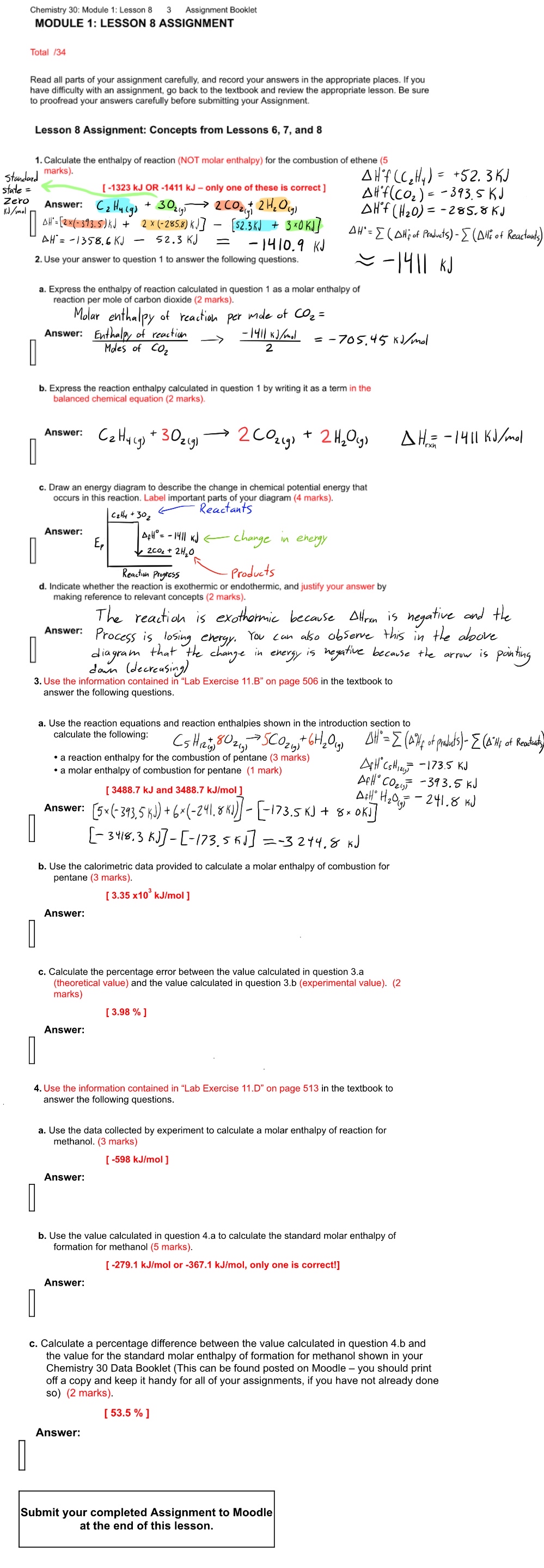 Solved Chemistry 30: Module 1: Lesson 8,3, ﻿Assignment | Chegg.com