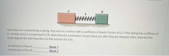 Solved Two boxes are connected by a spring, they rest on a | Chegg.com