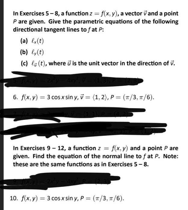 Solved In Exercises 5-8, a function z = f(x, y), a vector | Chegg.com