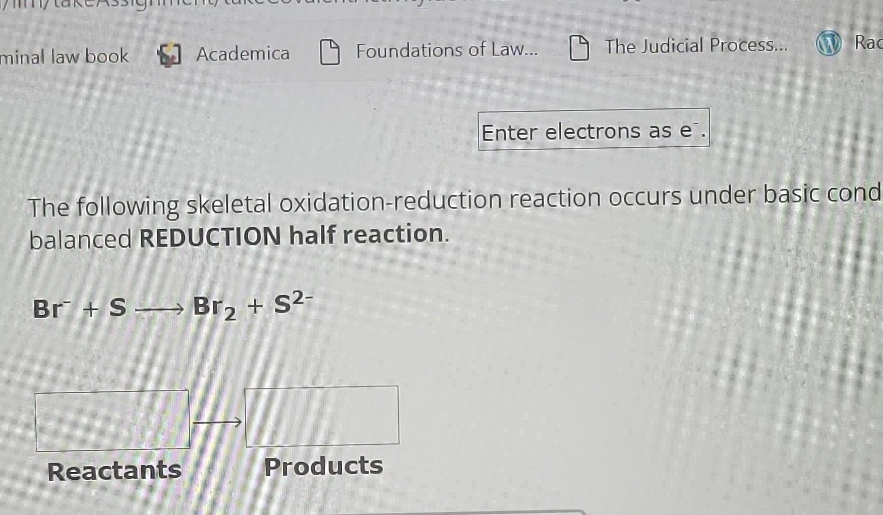 Solved The following skeletal oxidation-reduction reaction | Chegg.com