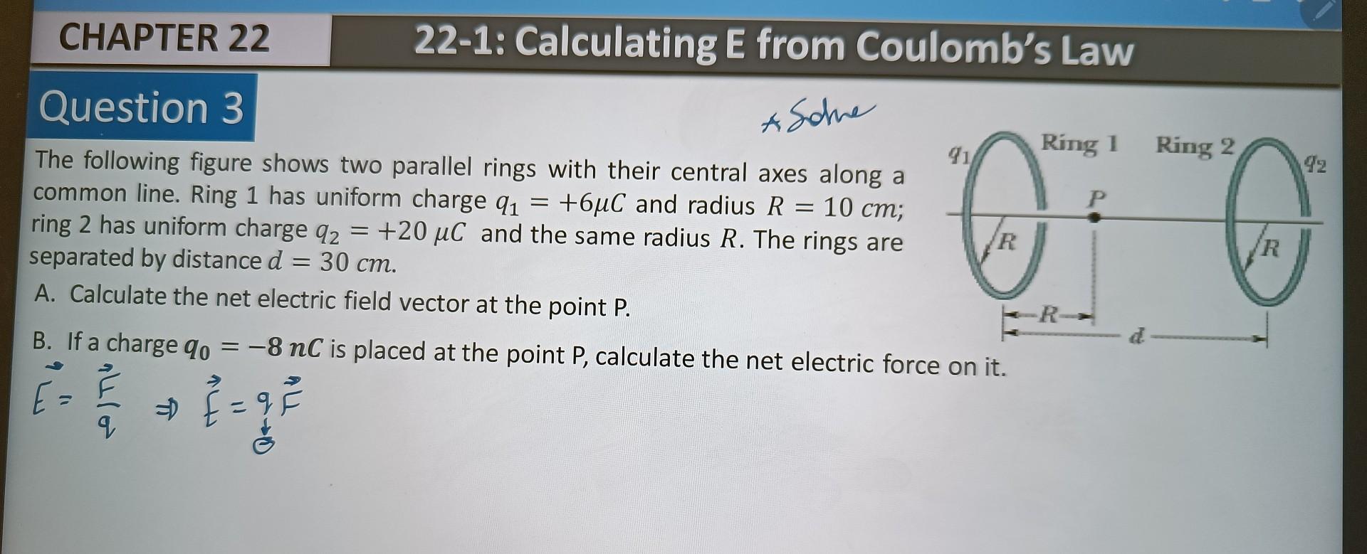 Solved The following figure shows two parallel rings with | Chegg.com