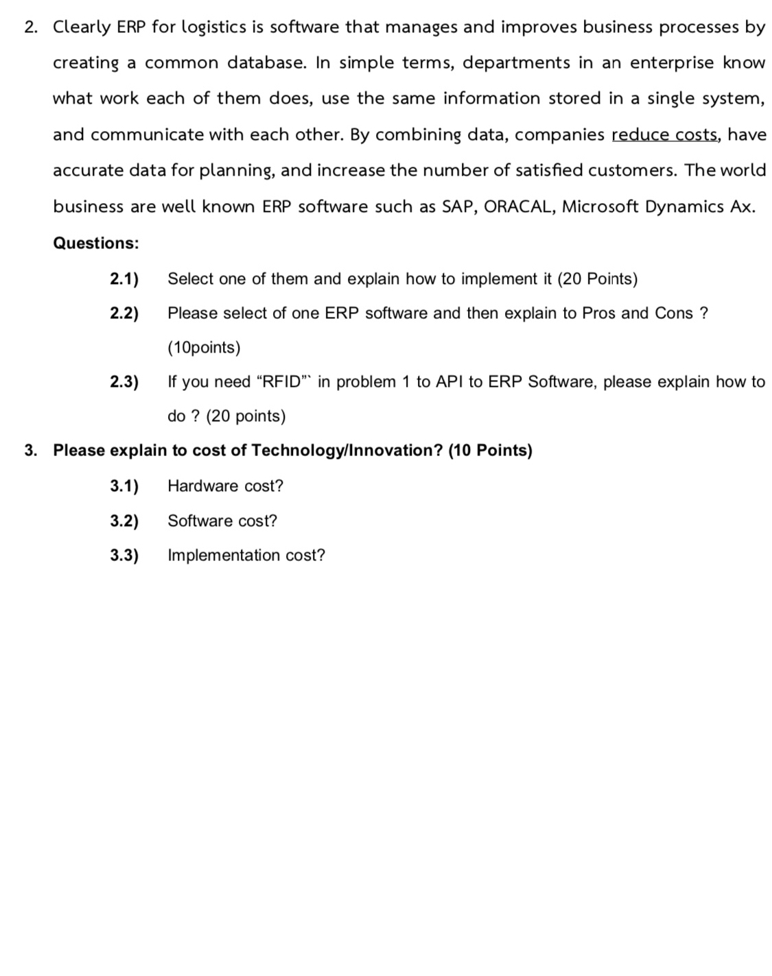 Solved Clearly ERP for logistics is software that manages | Chegg.com