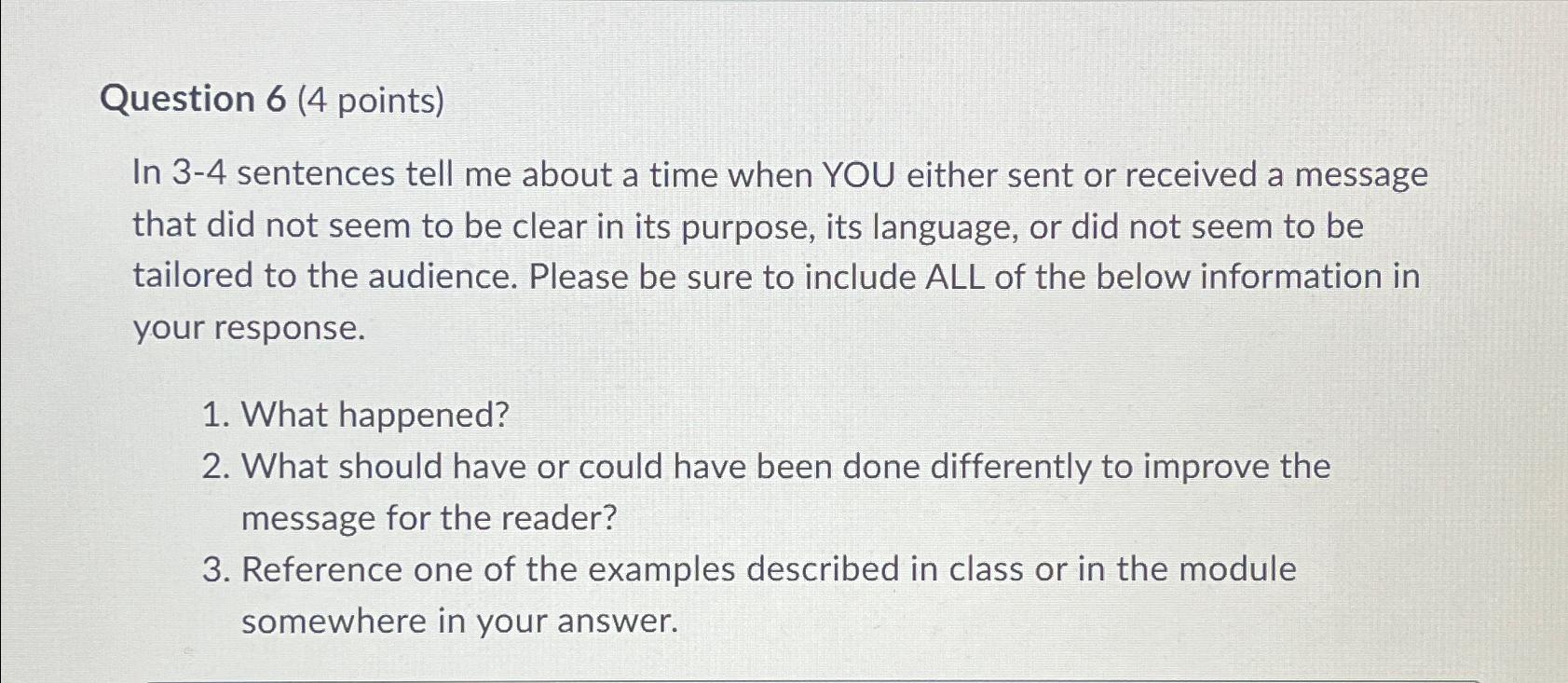 Solved Question 6 (4 points)In 3-4 sentences tell me about | Chegg.com Solved Question 6 (4 points)In 3-4 sentences tell me about | Chegg.com