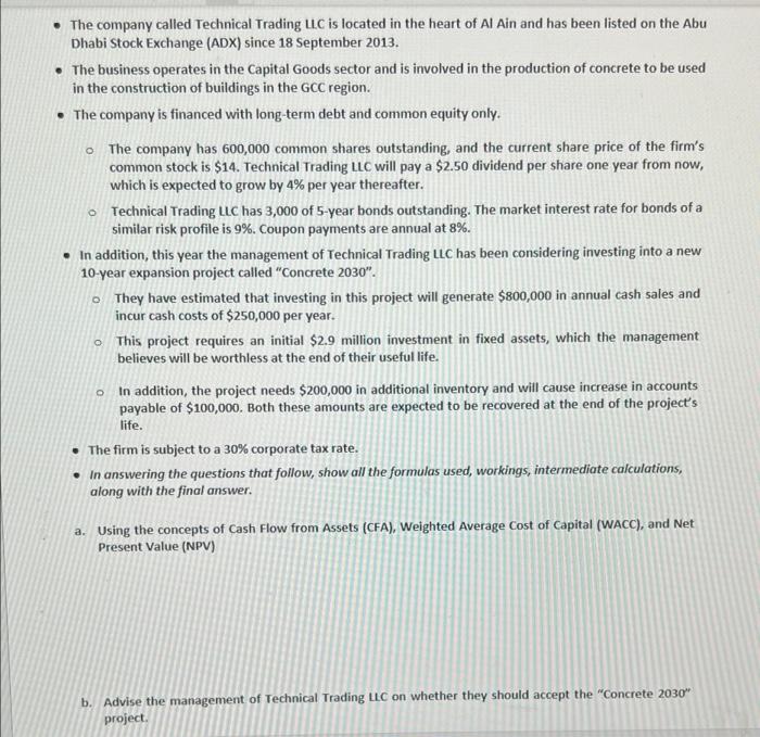 Solved • The company called Technical Trading LLC is located | Chegg.com