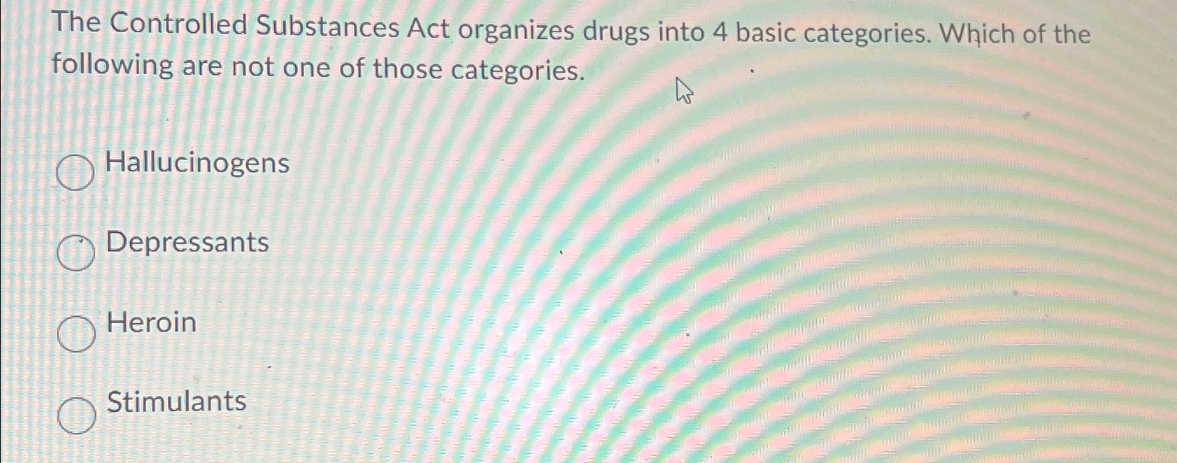 Solved The Controlled Substances Act organizes drugs into 4 | Chegg.com