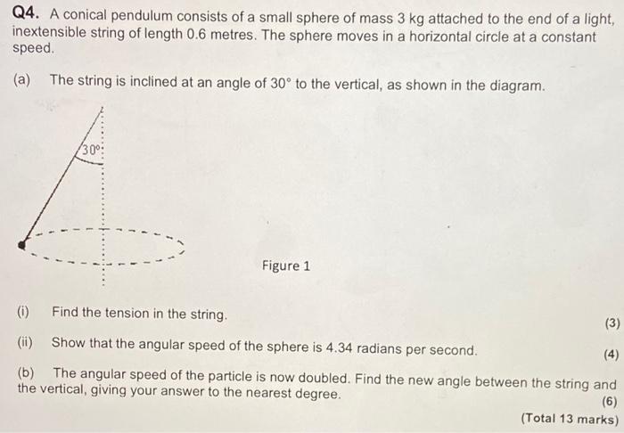 Solved Q4. A conical pendulum consists of a small sphere of | Chegg.com