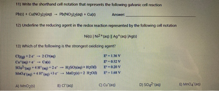 Solved 11) Write the shorthand cell notation that represents | Chegg.com