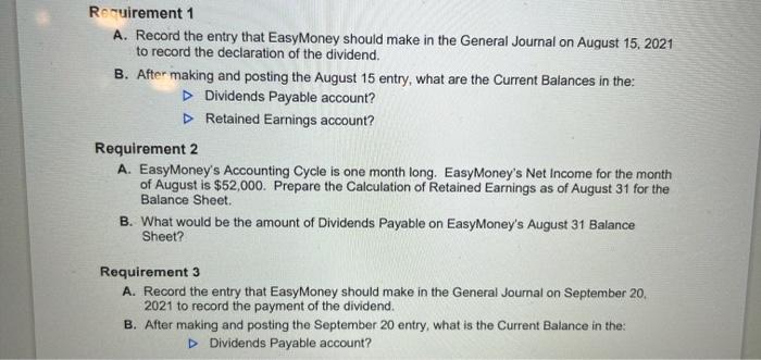 Solved Problem 10 1 Recording Dividends On August 15 2021 4587