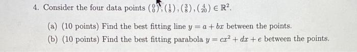 Solved 4. Consider the four data points | Chegg.com