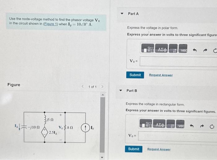 Solved Use the node-voltage method to find the phasor | Chegg.com