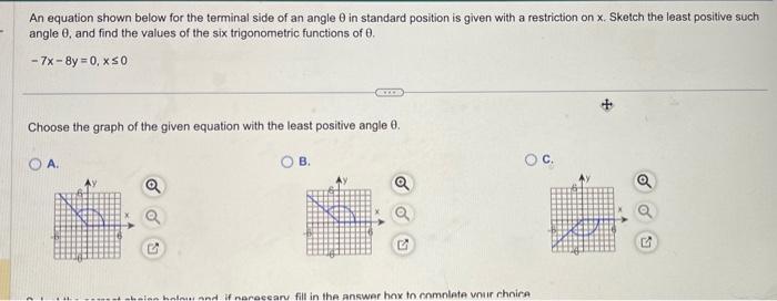 Solved An equation shown below for the terminal side of an | Chegg.com