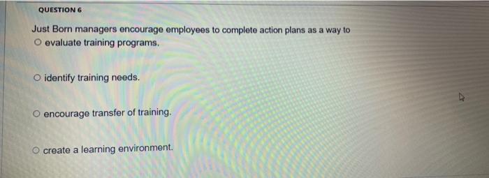 Solved QUESTION 6 Just Born managers encourage employees to | Chegg.com